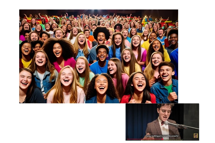 Language expert gives incredible speech to high school students using ...