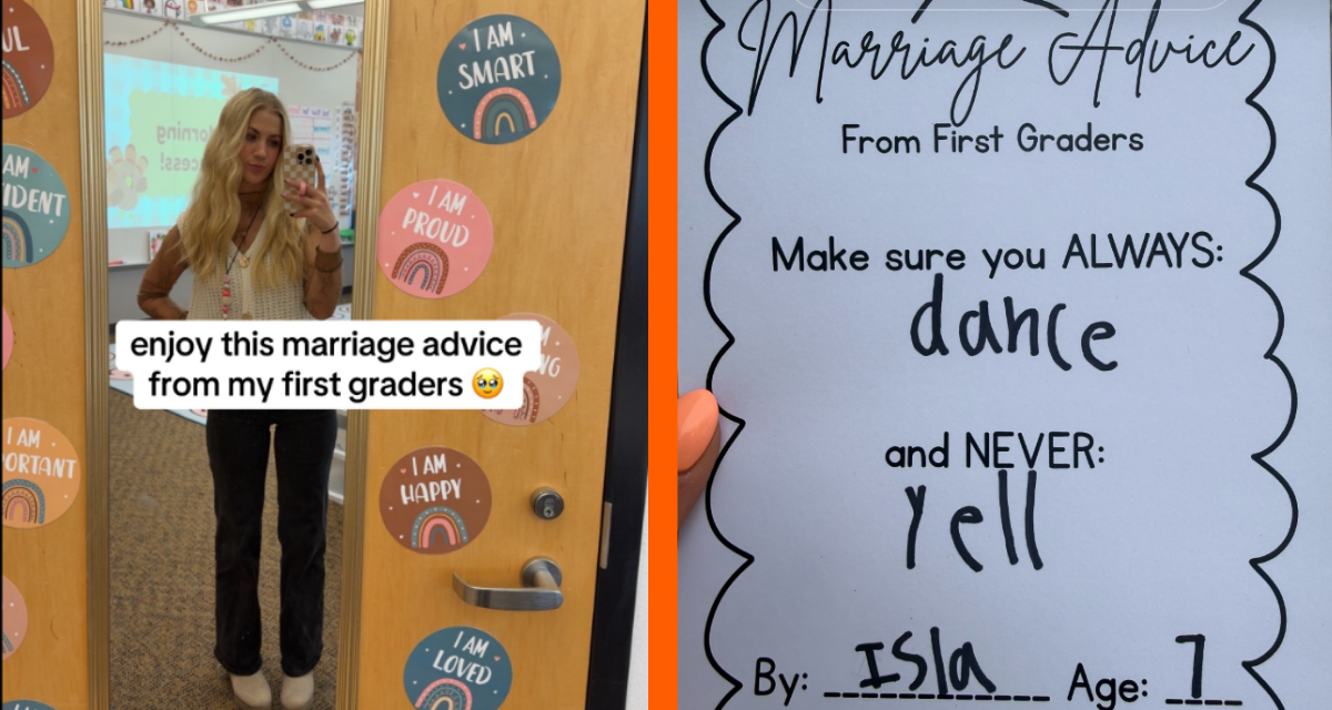 Engaged teacher asks first-grade students for their best marriage ...