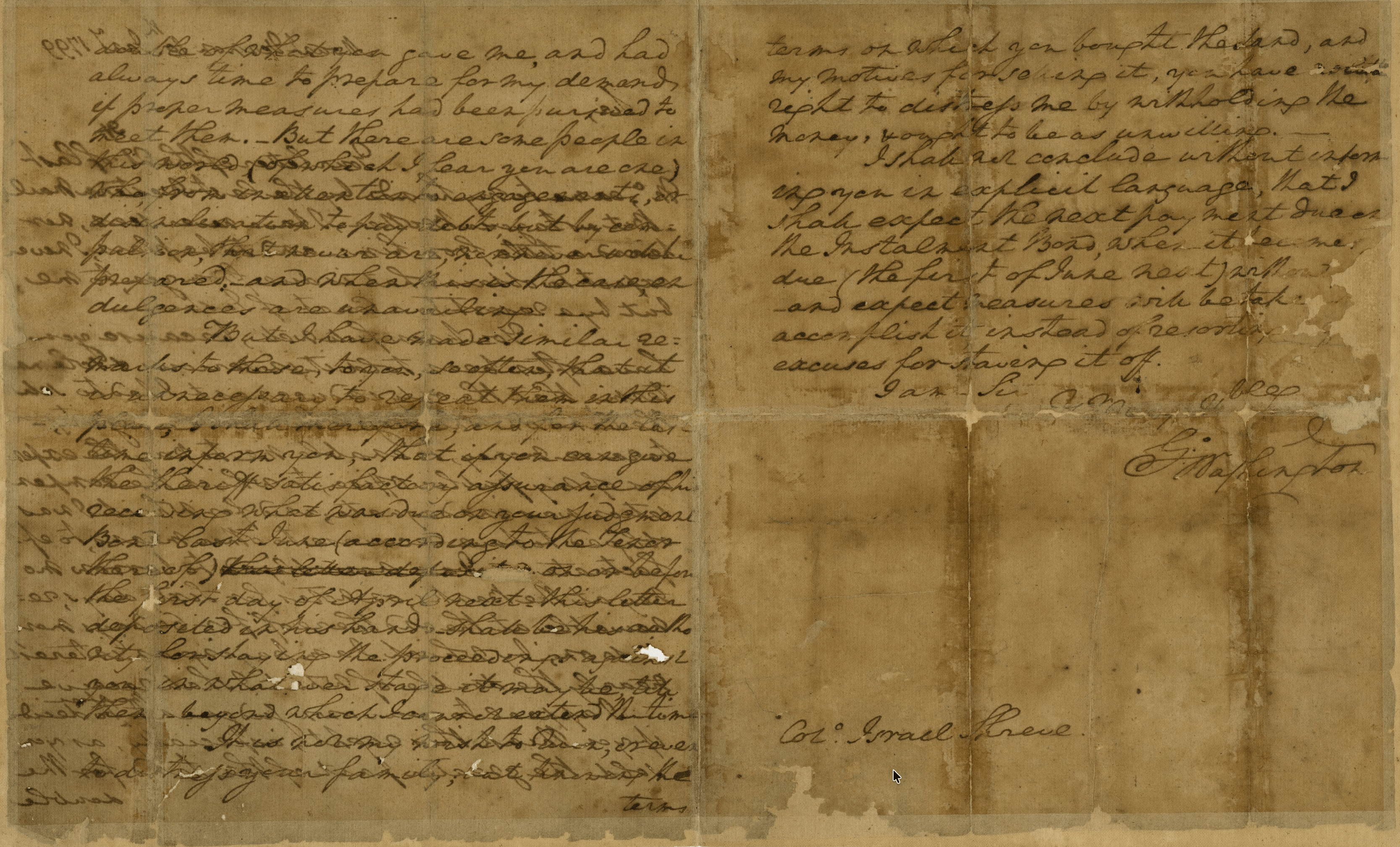 A lost 1787 letter shows George Washington short on cash months before ...